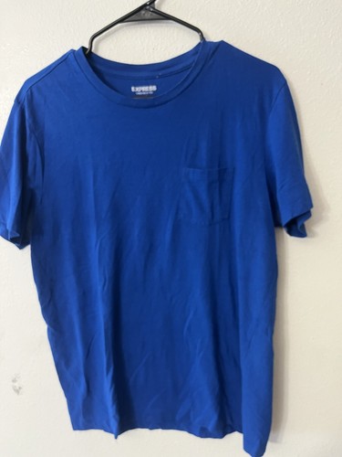 EXPRESS Crew Neck Tee Solid Solid Crew Neck T-Shirt, Blue Large | eBay