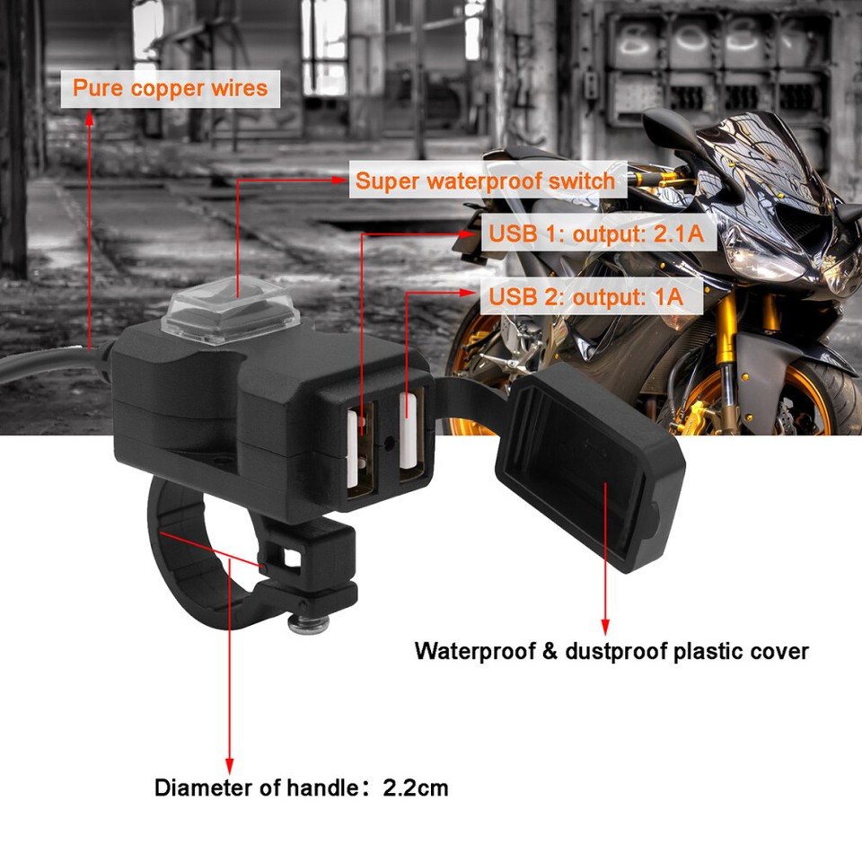 Usb Motorcycle Charger Power Adapter Mobile Phone Motocycle Outlet ...