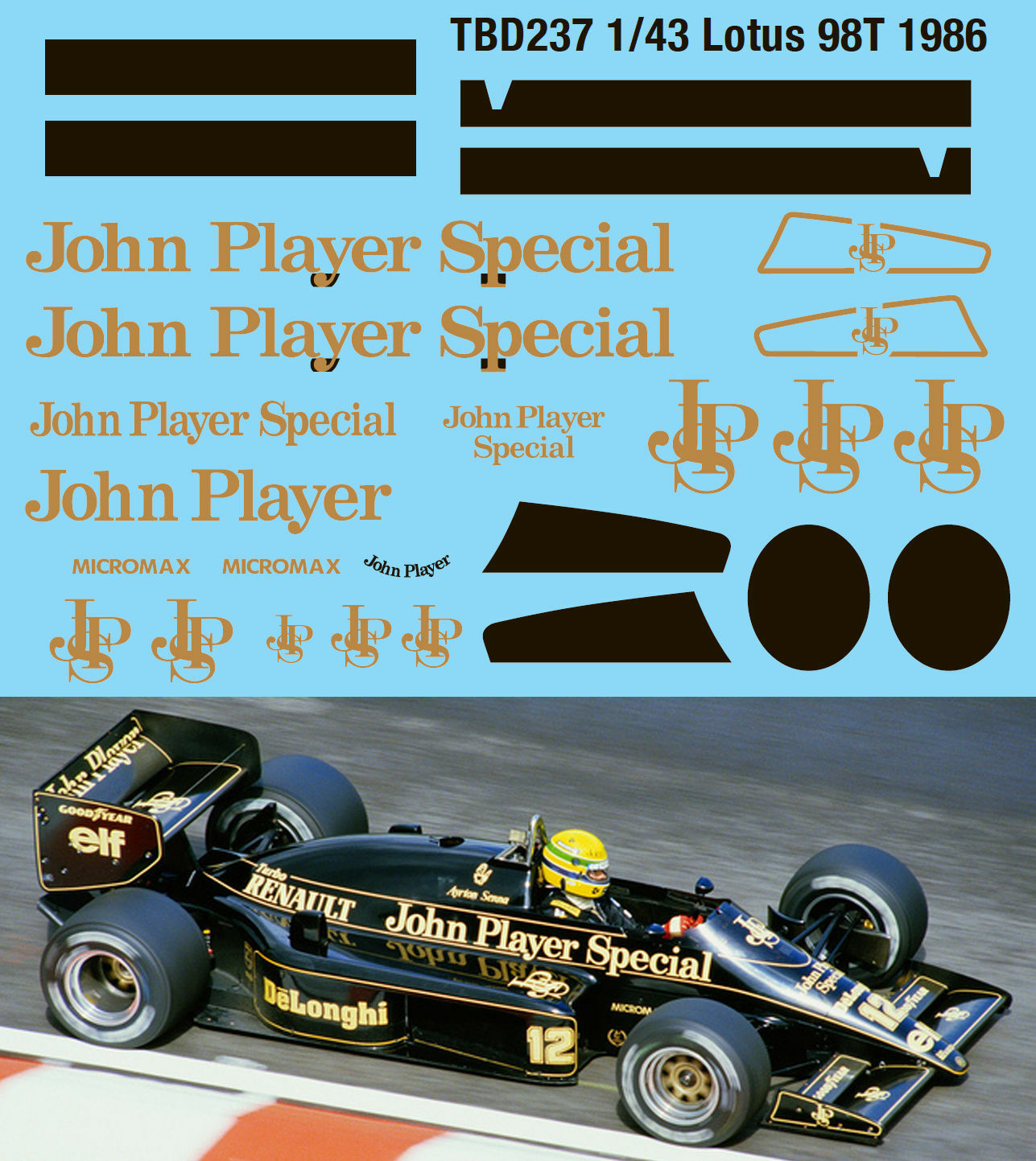 1/43 Decals per Lotus 98T John Player Special TBD237 | eBay