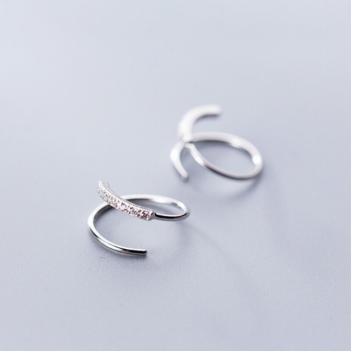 1 Pair Woman Real S925 Sterling Silvers CZ Spiral Twist Earring Stud Ear Cuff | eBay