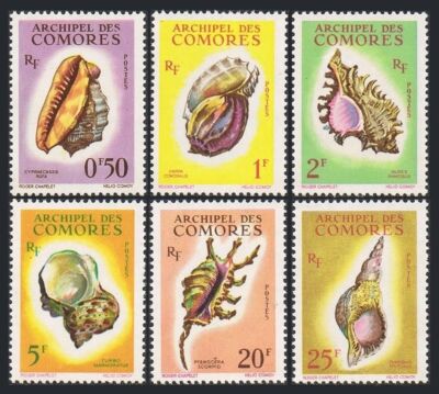 Comoro 48-53,hinged.Michel 42-47. Shells 1962.Harpa conoidalis ...