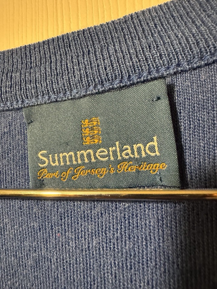 Vintage 80s/90s Summerland Jersey Heritage Blue V-Neck Jumper XL | eBay UK