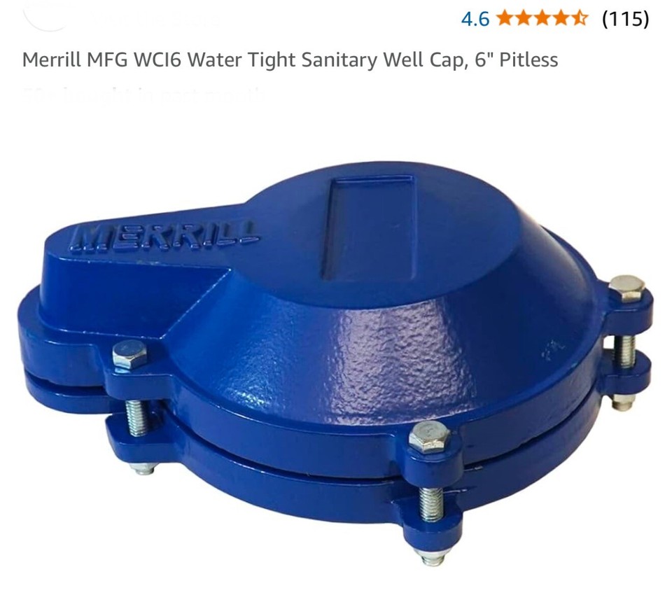 Merrill MFG WCI6 Water Tight Sanitary Well Cap, 6" Pitless 6-5/8 ...