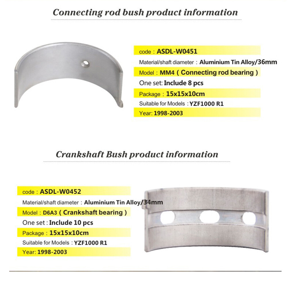 STD Motor Connecting Rod & Crankshaft Main Bearing Set for Yamaha YZF ...
