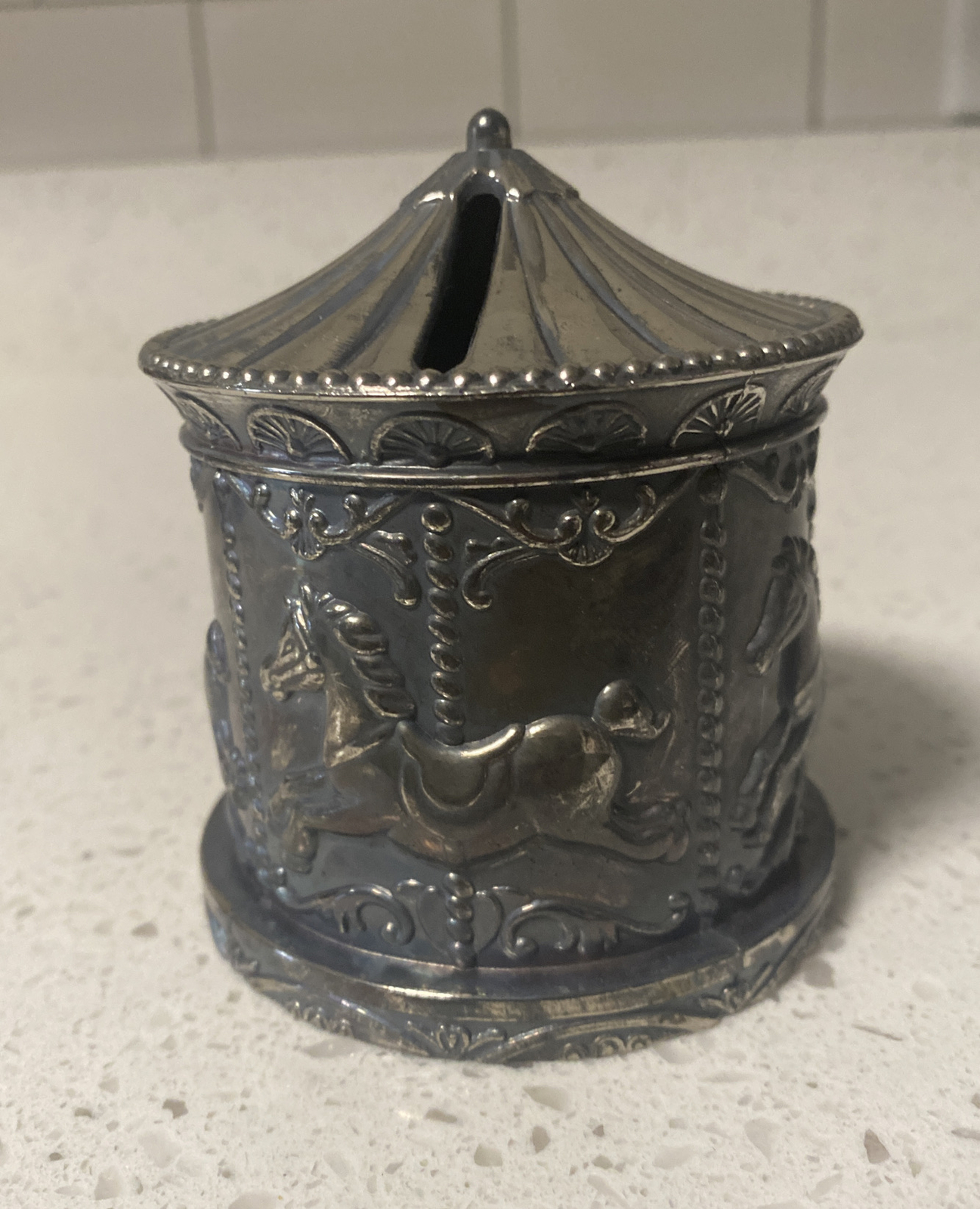 Vintage Coin Bank Carousel Silver Plated W/Box Made In Hong Kong | eBay