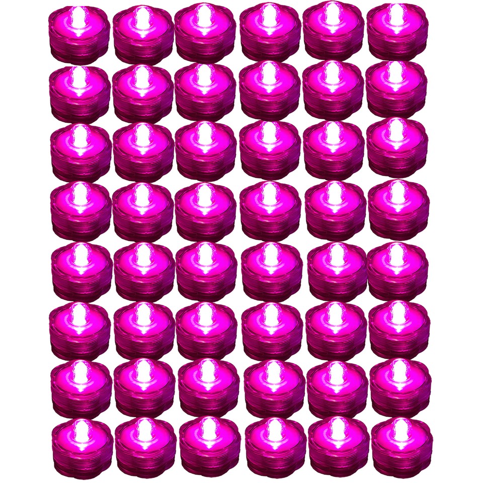 HOT PINK- 48 Qty Submersible LED Tea Light WEDDING Centerpiece ...