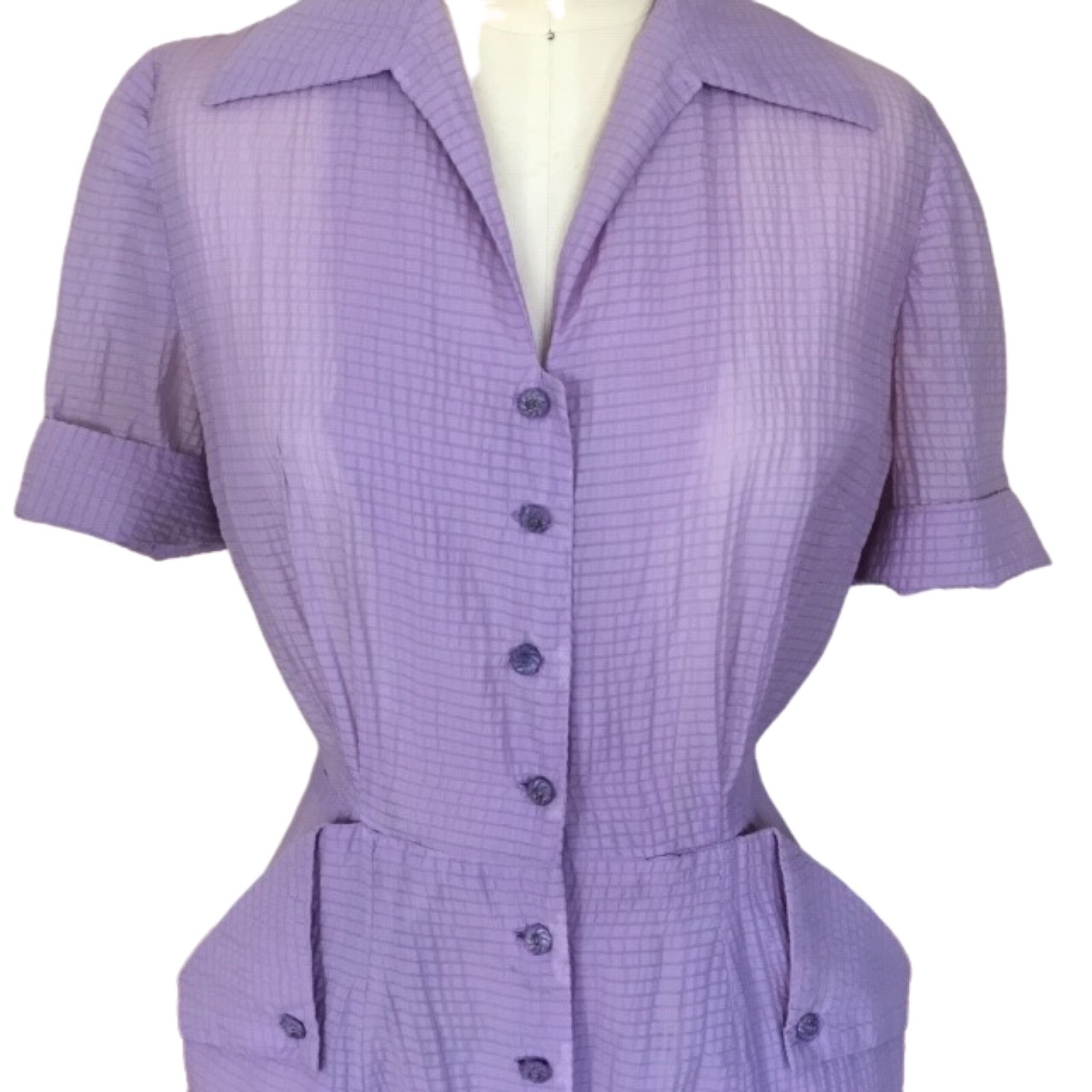 Vintage 1950s Lilac Seersucker Dress | 1950s Vintage … - Gem