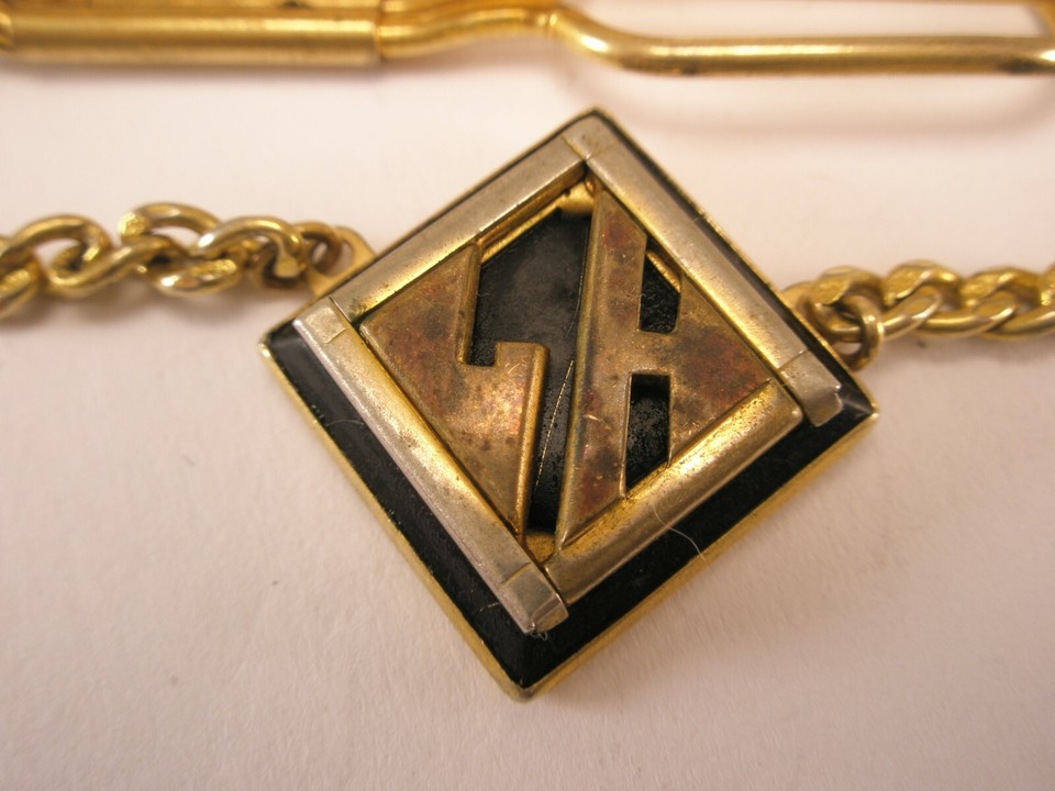 LH Initials Monogram Letter Initial Vintage SWANK PENDANT Tie Bar Clip ...