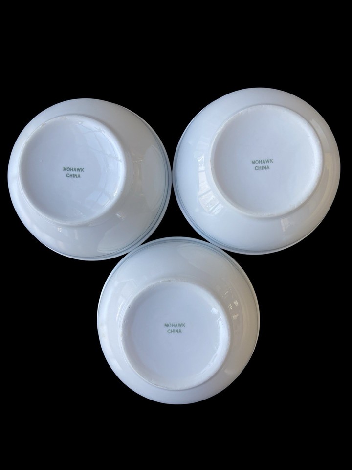 Rare! Three Vtg Mohawk China Restaurant Ware 5 3/4" Cereal Bowls Green ...