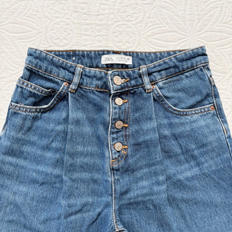Zara Girls' Button Fly High Rise Wide-Leg Palazzo Jeans (Sz 11-12) | eBay