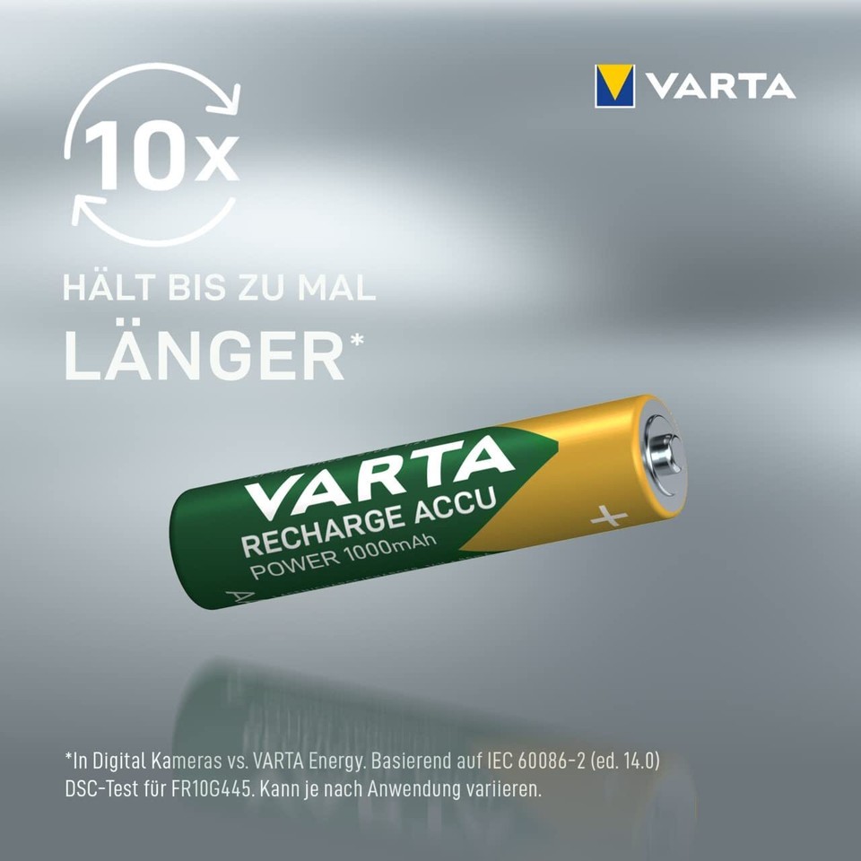 Varta Power Akkus AAA Micro 1000mAh wiederaufladbare Batterien +NEU+ ...