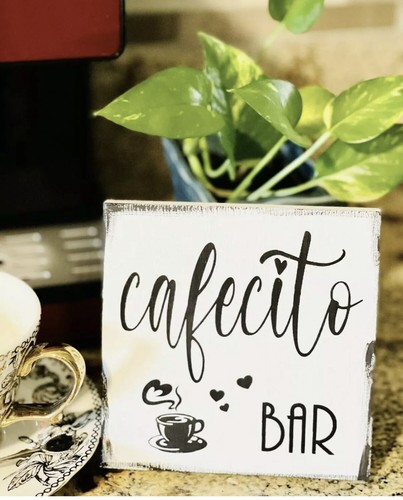Cafecito Bar Wood Sign Farmhouse Wood Sign Rustic Handmade 5.5”x5.5”x.5 ...