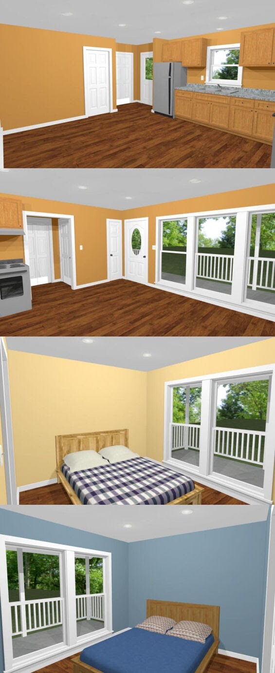 48x16 House - 2 Bedroom 2 Bath - 768 sqft - PDF Floor Plan - Model 1A ...