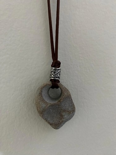 Hag Stone Pendant Necklace Amulet Protection Natural Holey Stone Odin ...