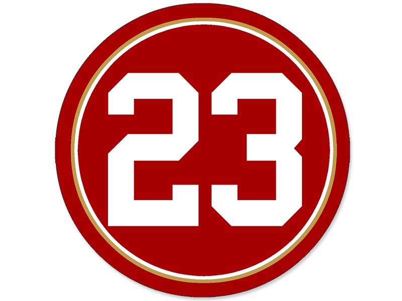3 inch Round Number 23 Sticker (san fran 49ers colors decal McCaffrey ...