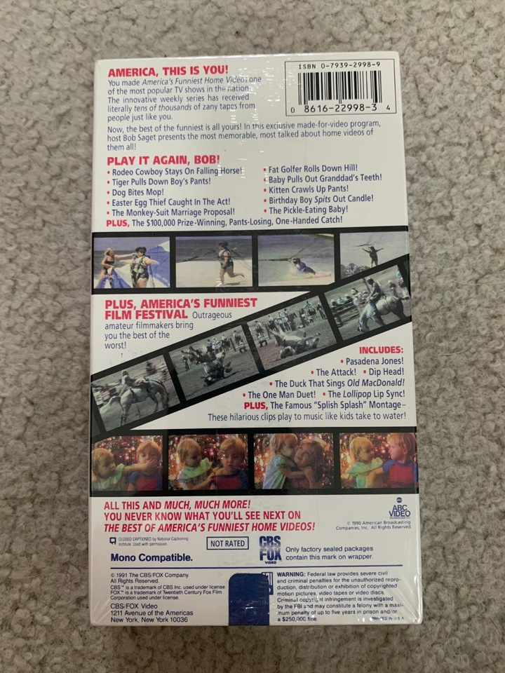 The Best of Americas Funniest Home Videos (VHS, 1991) Bob Saget ...