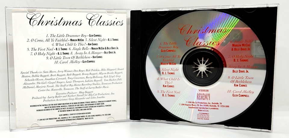 CHRISTMAS CLASSICS CD (1994) GLEN CAMPBELL BJ THOMAS KIM CARNES MARILYN ...
