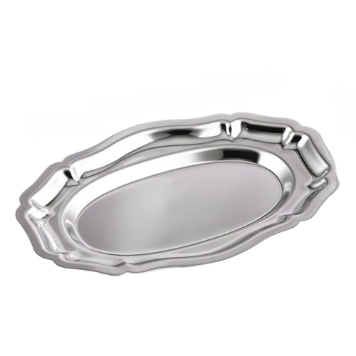Stainless Steel Nordic Dessert Tray with Intricate Lace Edge 25.8x16x1 ...