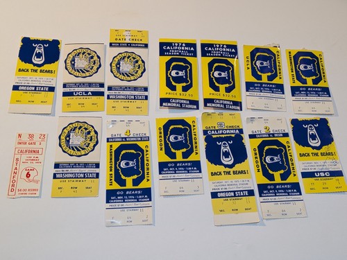 Vtg California Golden Bears Football Ticket Stubs Lot 1972-1976 NCAA ...