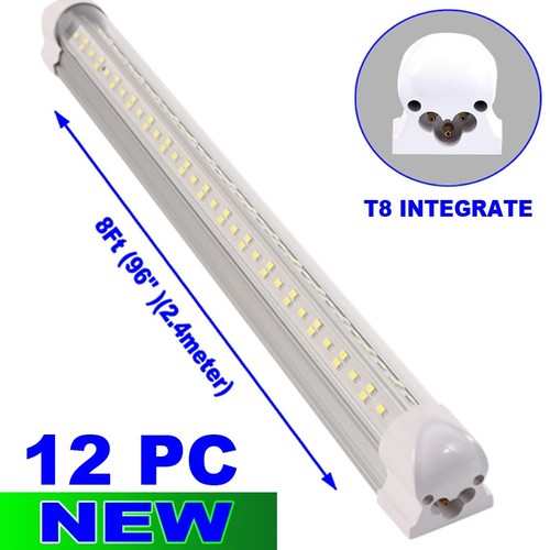 12/Pack 8ft LED Tube Light 144W LED Shop Warehouse Light Fixture Garage ...