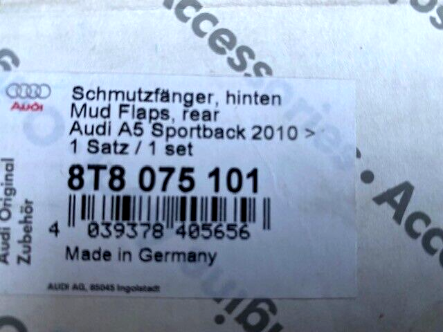 Audi A5 Sportback Genuine Factory OEM Mud Flaps Splash Guards Rear 8T8 ...