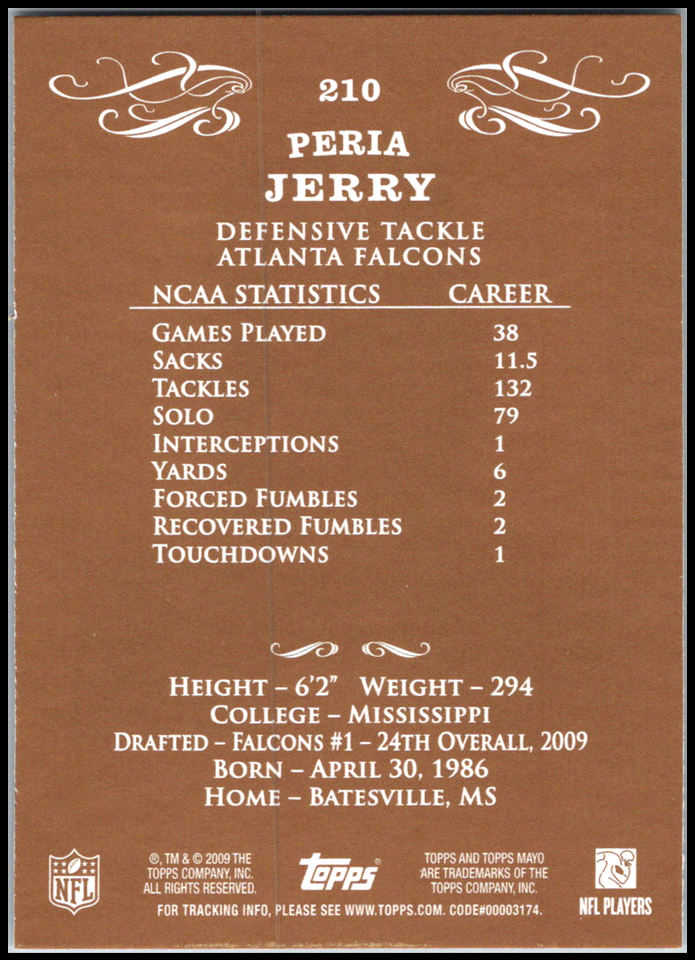 2009 Topps Mayo ROOKIE RC #210 Peria Jerry FREE SHIPPING! | eBay