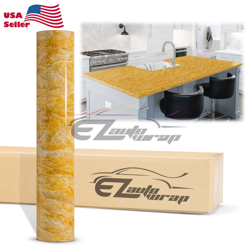 Gloss / Matte Marble Granite Effect Vinyl Wrap Self Adhesive Counter ...