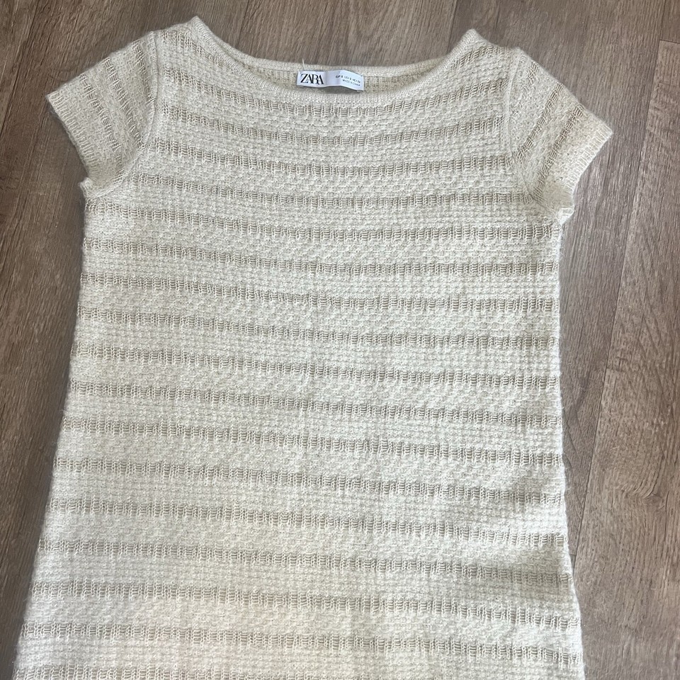 Zara Combination Weave Textured Knit Midi Dress SZ-Small Wool Blend ...