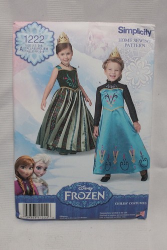 Simplicity Frozen Anna and Elsa Girls Size A 3-8 Costume pattern 1222 ...