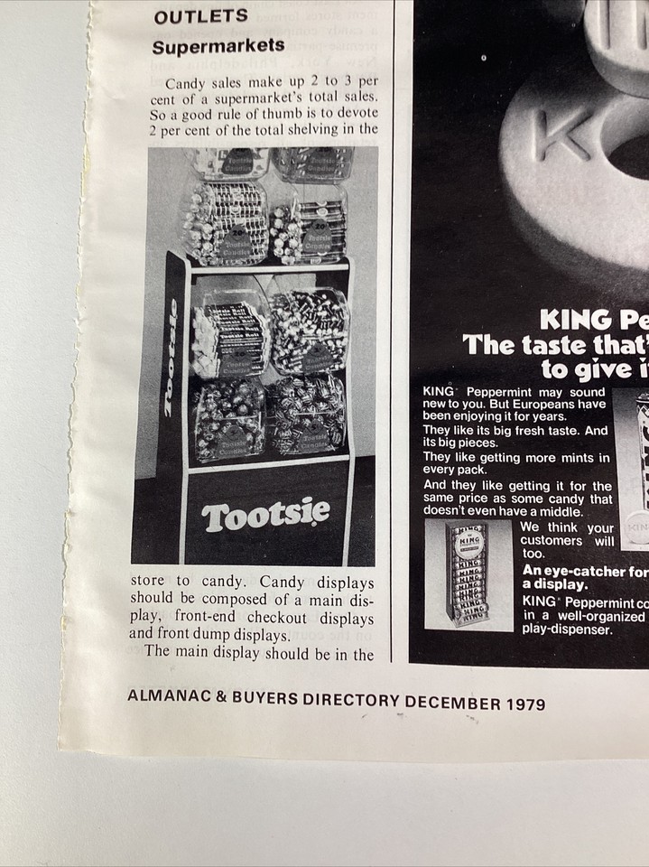King Peppermint Candy Print Ad Original Vintage 1979 Rare VHTF Tootsie ...