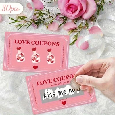 30PCS Pink Valentine's Day Scratch Cards DIY Reward Tickets for Party ...
