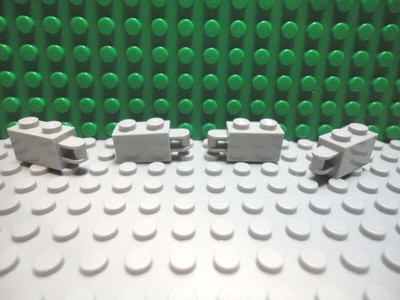 Lego 4 Light Bluish Gray 1x2 hinge brick with handle bar on the end NEW ...