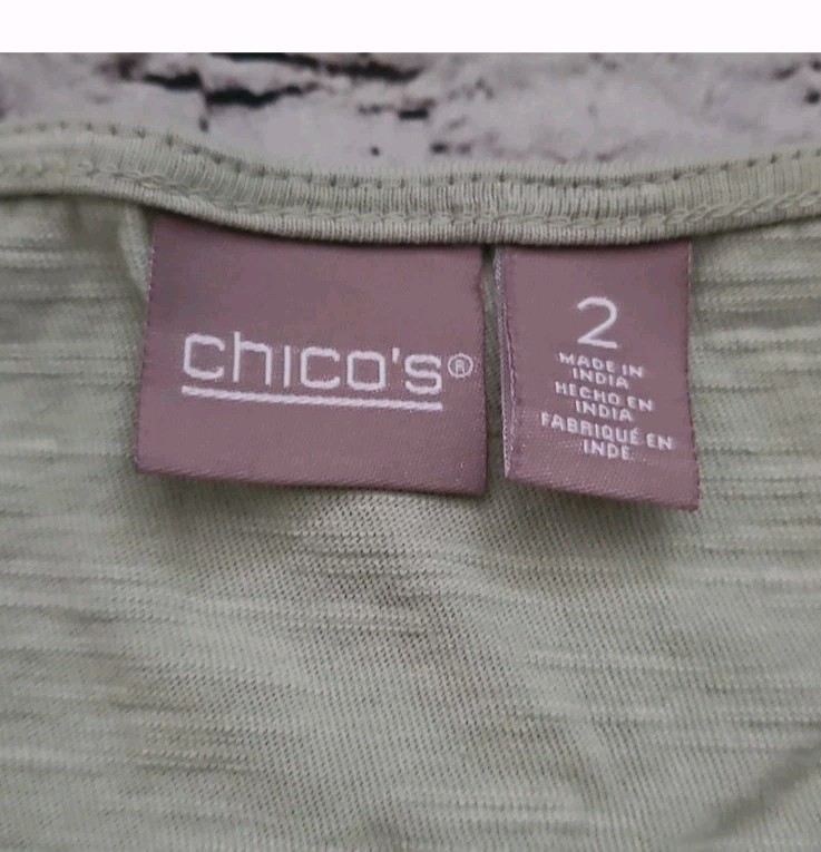 Chico's Green Roll Tab Sleeves Shirt Top Size 2(L) | eBay UK
