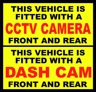 THIS VEHICLE FITTED WITH CCTV / DASH CAM FRONT / REAR window sticker 2 ...