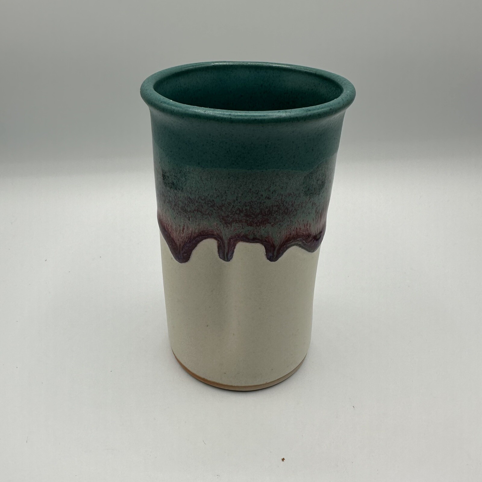 Walt Glass Studio Pottery 5.5" Handless Cups, Turquoise Drip Glaze EUC ...