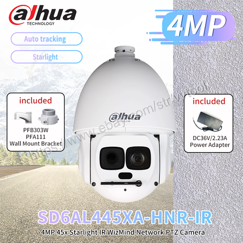 Dahua SD6AL445XA-HNR-IR 4MP 45X Zoom PTZ Camera Auto Tracking Starlight ...