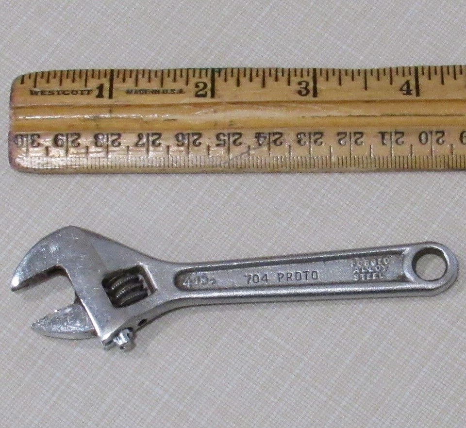 Vintage PROTO Mini 4 Inch Adjustable Wrench #704 Made in USA Forged ...