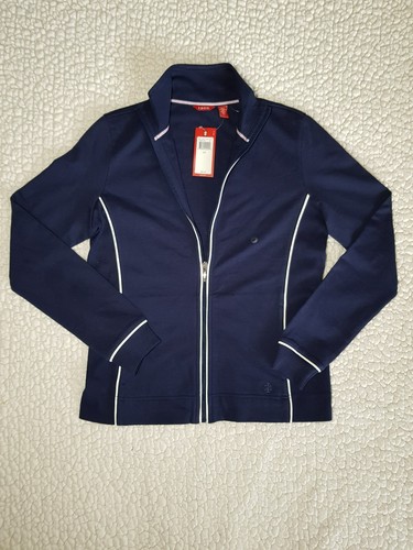 IZOD Navy Blue Full Zip Tennis Athletic Jacket Woman Petite Small | eBay