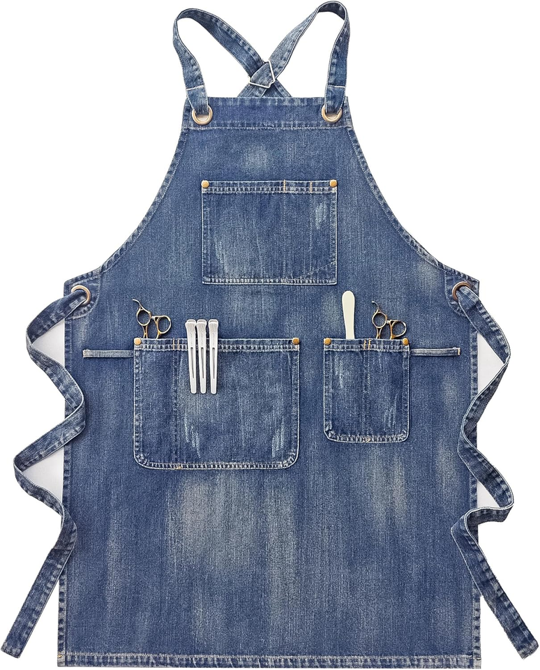 Denim Apron with Pockets for Women,Jean Apron for Hair Stylist,Plus ...