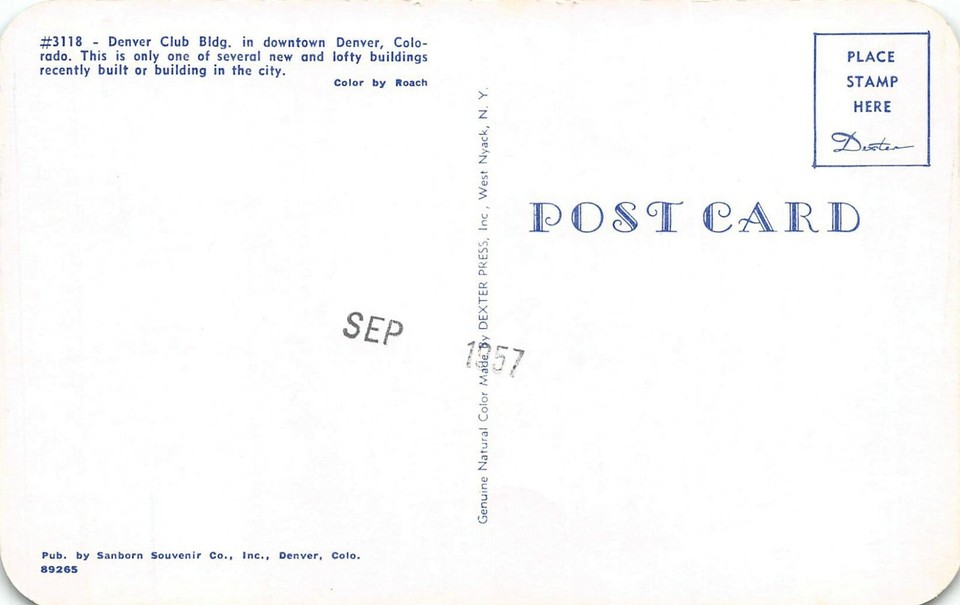 Denver Club Bldg Vtg Cars Street Scene Denver,CO Vtg 1950's Chrome ...