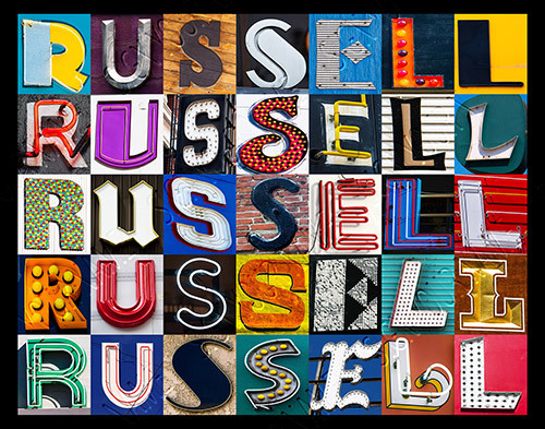 RUSSELL Name Poster featuring photos of actual sign letters | eBay