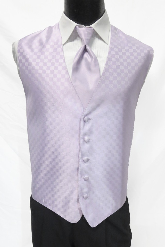 Mens Light Purple Fusion Tuxedo Fullback Vest & Long Tie Wedding Medium ...