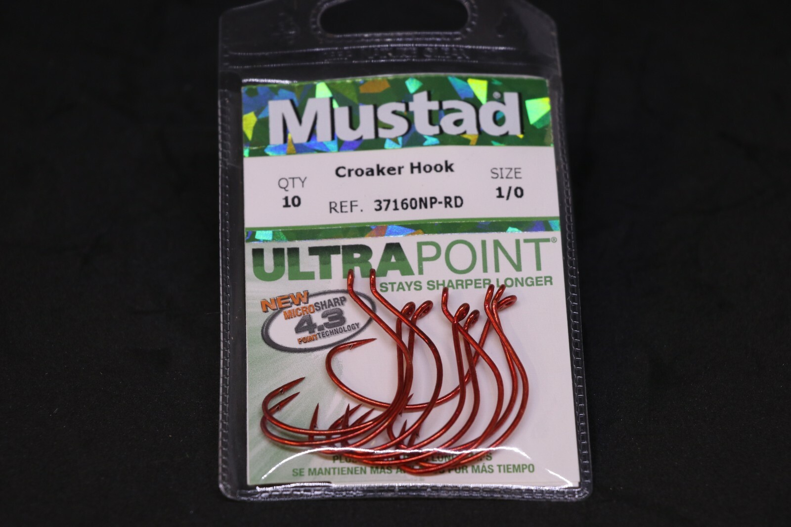 Mustad 37160NP-RD Red Croaker Wide Gap Hooks - Size 1/0 - Pack of 10 | eBay