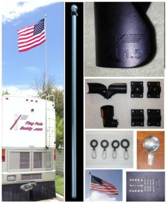 RV Flag Pole Kit by FlagPole Buddy 16 Feet Ladder Mount Complete Easy ...