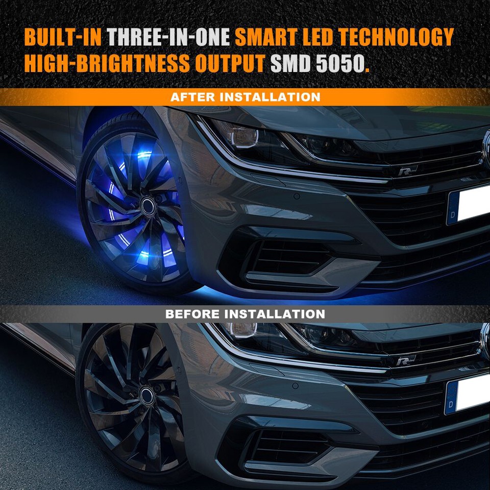 4X Car 15.5'' RGB LED Wheel Ring Rim Lights Kit APP Bluetooth for Chevy ...