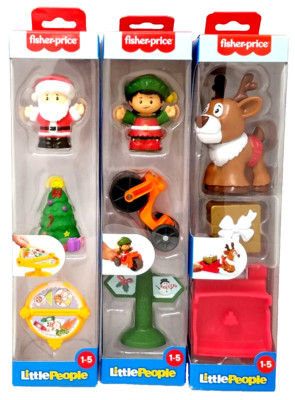Fisher Price Christmas Little People Figure 3/3pc Set Reindeer Santa ...
