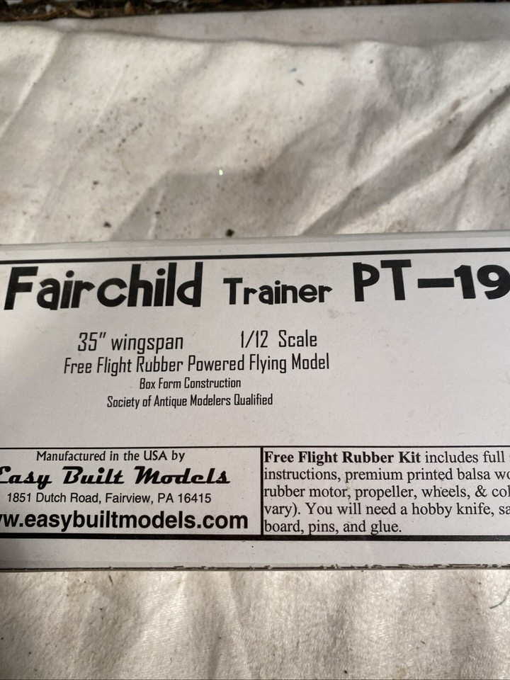 Vintage Easy Built Models Fairchild Trainer PT-19 Balsa Wood Sealed | eBay