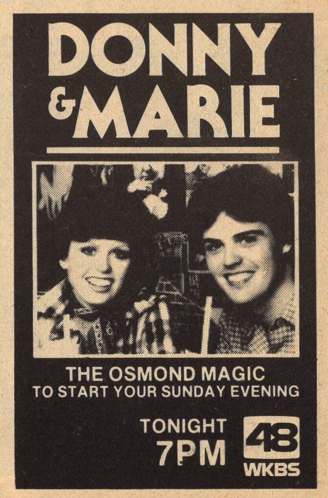 1979 WKBS PHILADELPHIA TV AD DONNY & MARIE SHOW THE OSMOND MAGIC SUNDAY ...