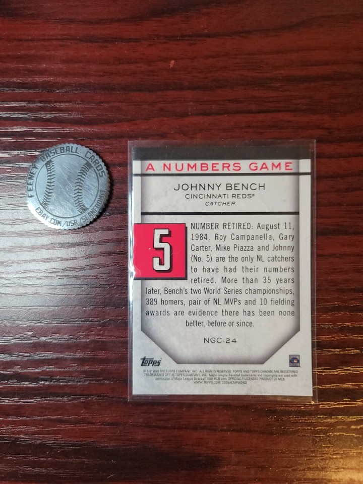 JOHNNY BENCH Numbers Game Insert 2020 Topps Chrome #NGC-24 Cincinnati ...