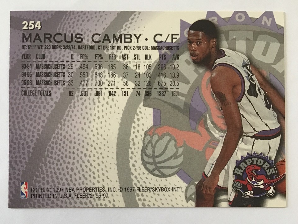 1996-97 Fleer #254 Marcus Camby - Rookie Card - Toronto Raptors | eBay